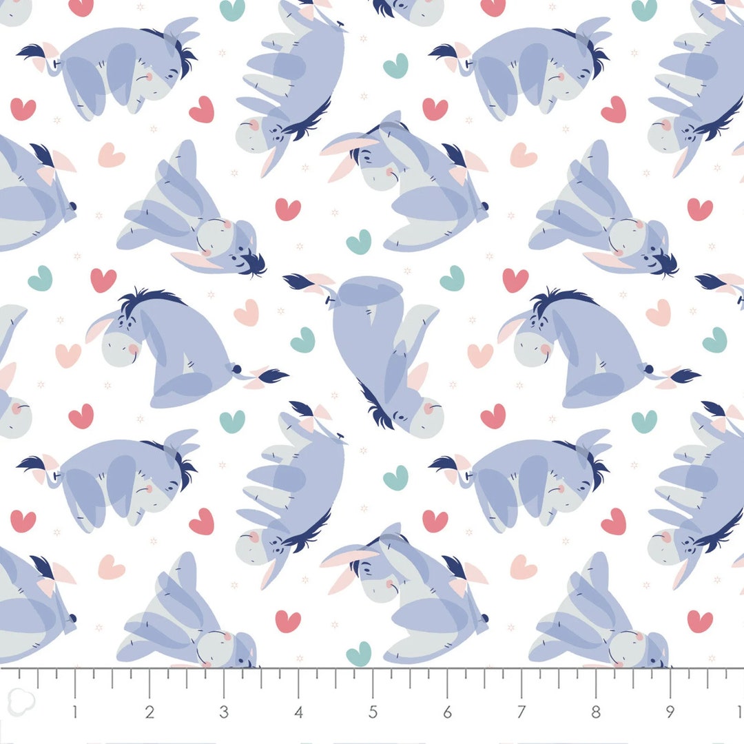 PRE-CUT Disney Winnie the Pooh Fabric Eeyore Heart Toss in White 100% ...