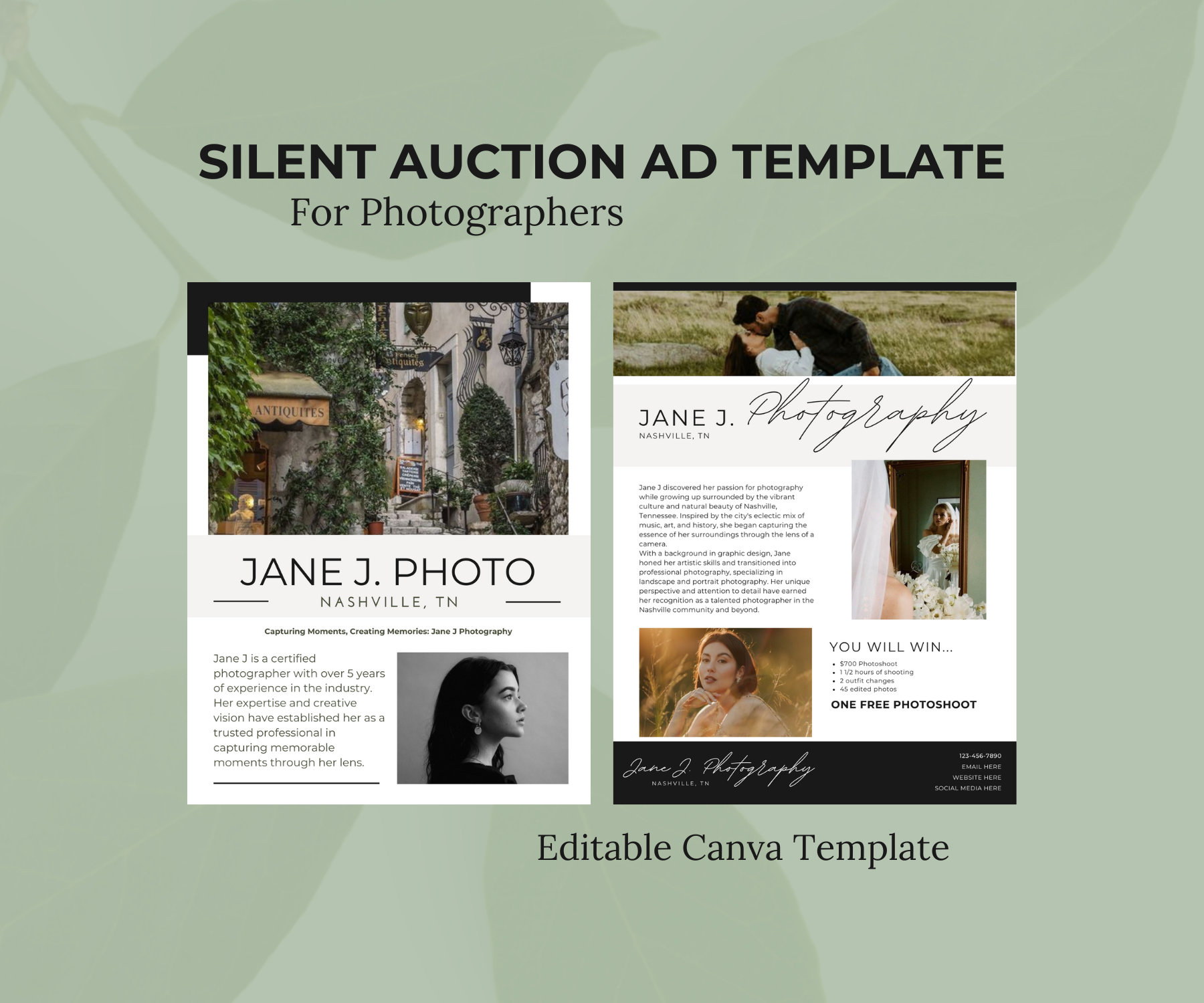 Silent Auction Ad Template for Photographers- Minimalist - Etsy