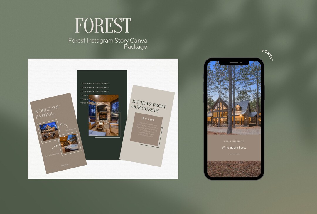 Forest Canva Stories Template Package for Short Term Rental Instagram ...