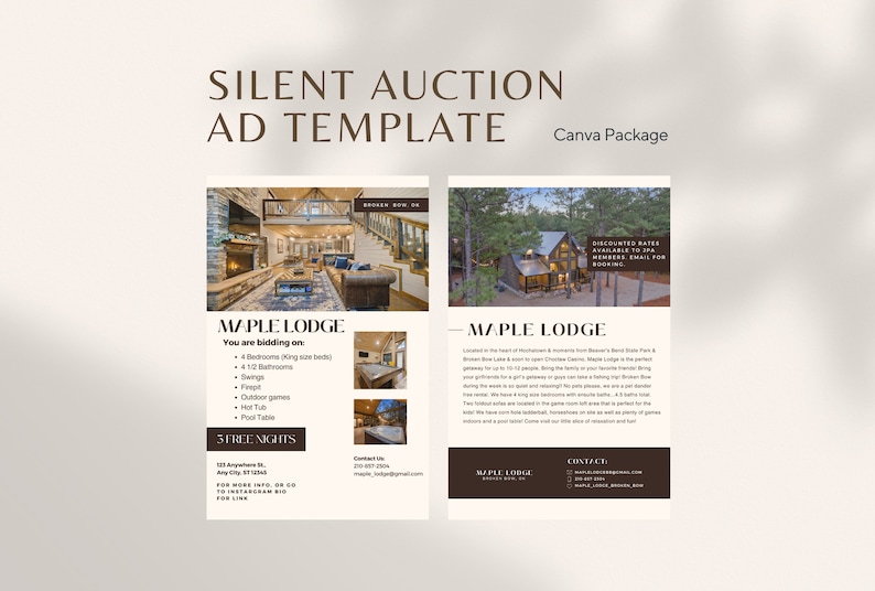 Silent Auction STR Advertisement Template- Classic Style - Etsy