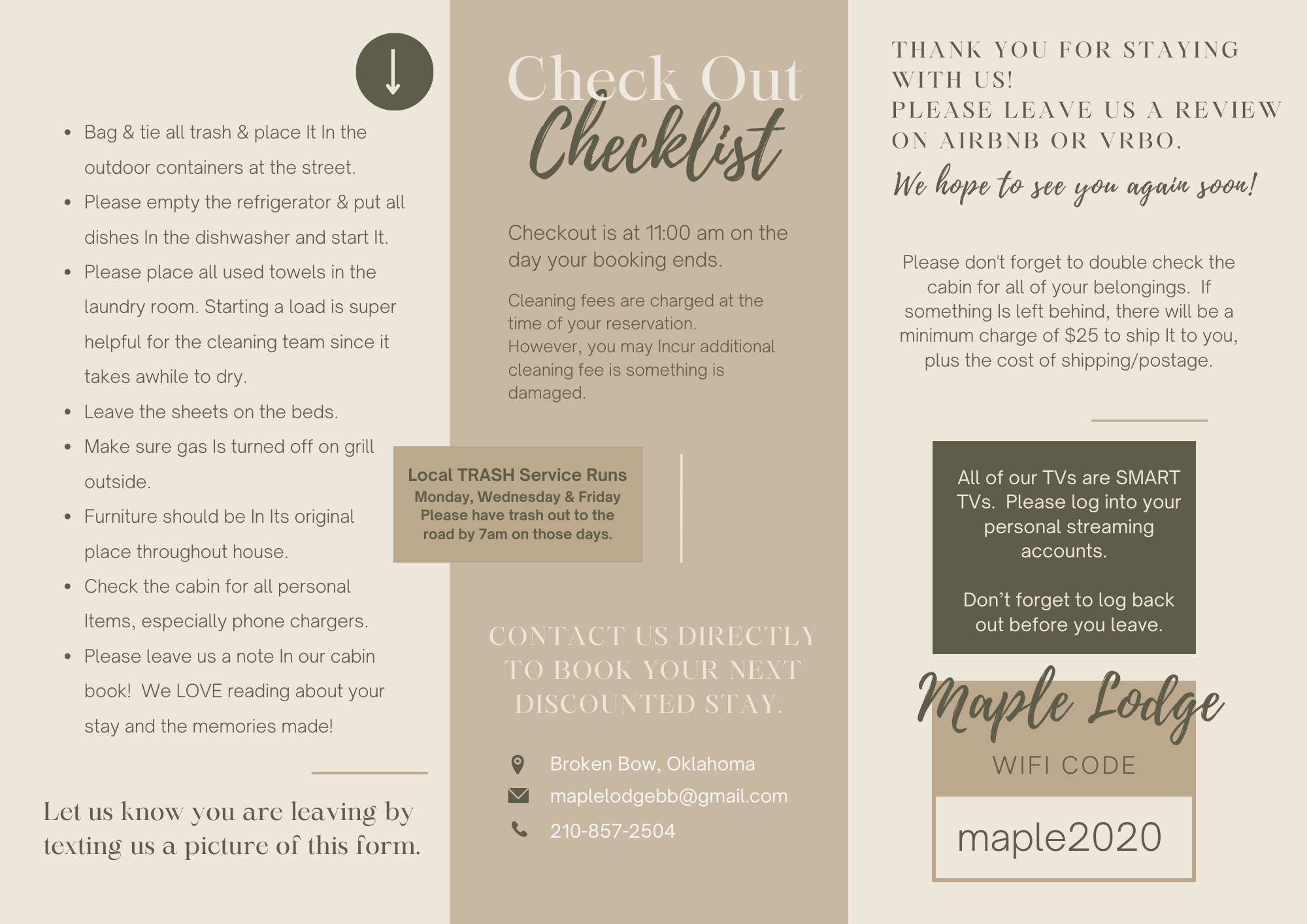 STR Checkout Checklist- Earthy Style - Etsy