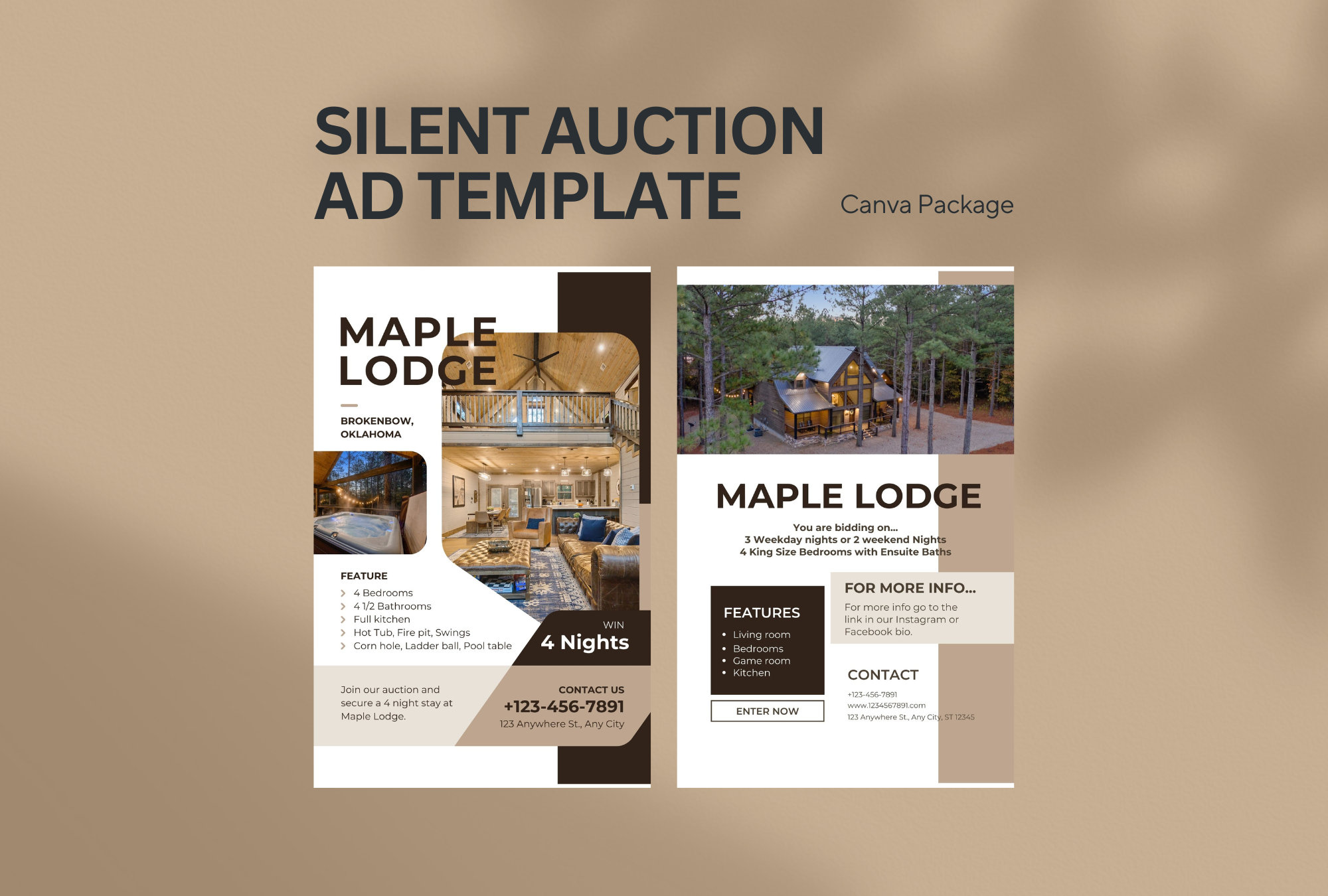 Silent Auction Giveaway Template- Rustic Cabin Style - Etsy