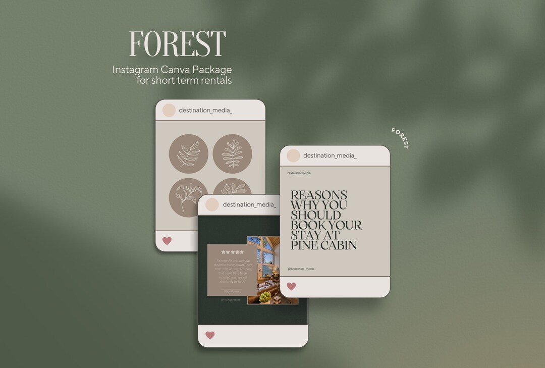 Forest Canva Template Package for Short Term Rental Instagram - Etsy
