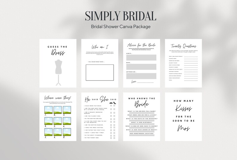 Simply Bridal: Bridal Shower Game and Signage Package - Etsy