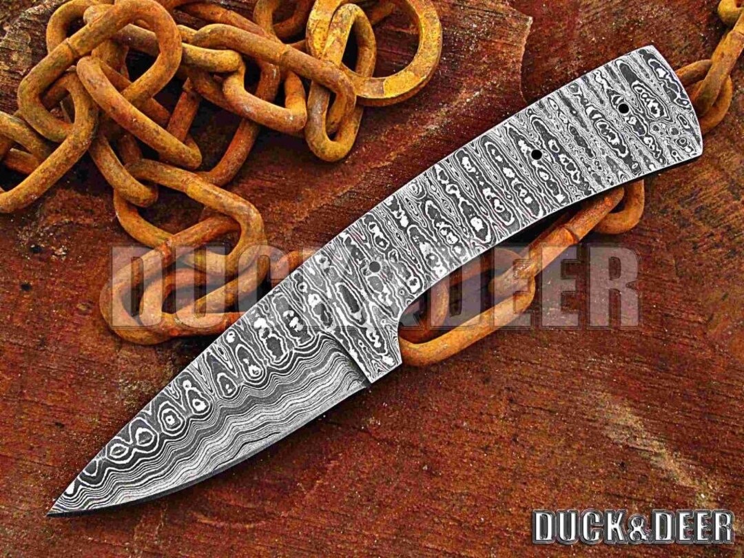 Handmade Damascus Steel Blank Blade Hunting Knife, Damascus Blank Blade ...