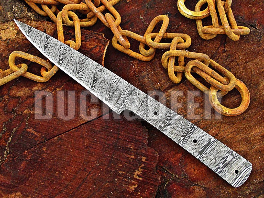 Handmade Damascus Steel Blank Blade Hunting Knife, Damascus Blank Blade ...