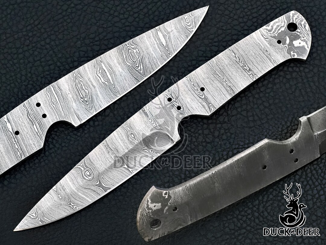 Handmade Damascus Steel Blank Blade Hunting Knife, Damascus Blank Blade ...