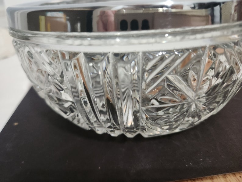 Vintage Leonard Italy Lead Crystal With Silver Plated Rim Serving Salad ...