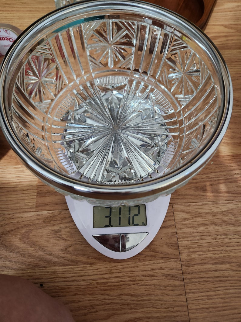 Vintage Leonard Italy Lead Crystal With Silver Plated Rim Serving Salad ...