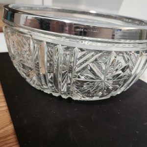 Vintage Leonard Italy Lead Crystal With Silver Plated Rim Serving Salad ...