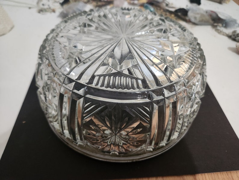 Vintage Leonard Italy Lead Crystal With Silver Plated Rim Serving Salad ...