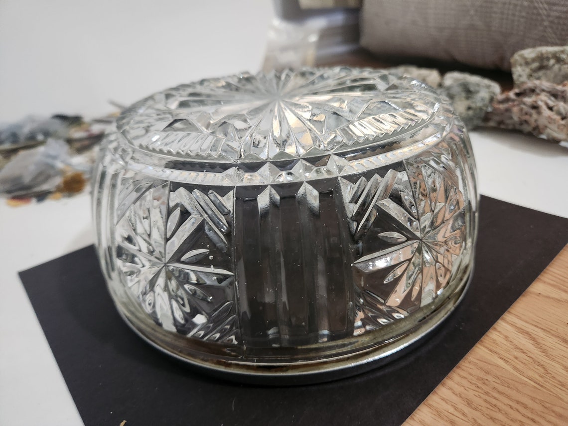 Vintage Leonard Italy Lead Crystal With Silver Plated Rim Serving Salad ...