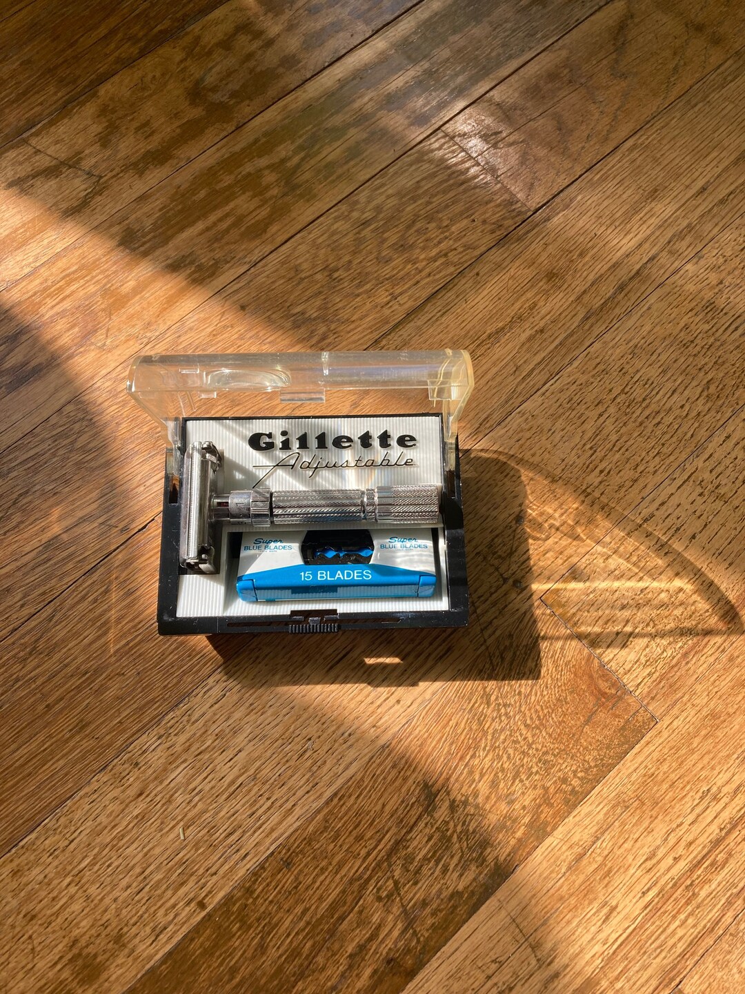 Vintage Gillette G-2 Adjustable Fat Boy Razor in Case & 20 Super Blue ...