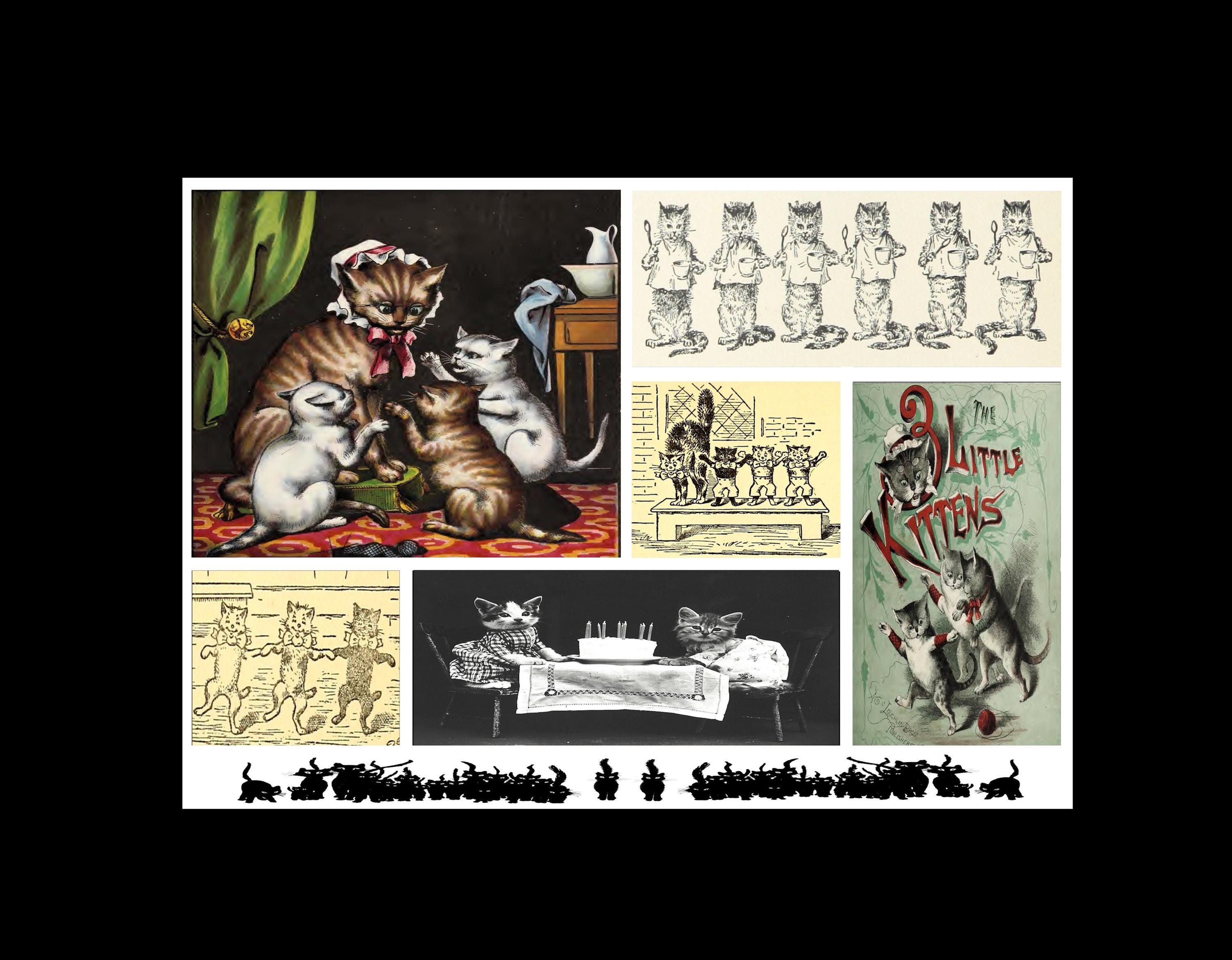 Printable Cute Vintage Cats & Kittens Digital Wall Art Calendar 2025 12 ...