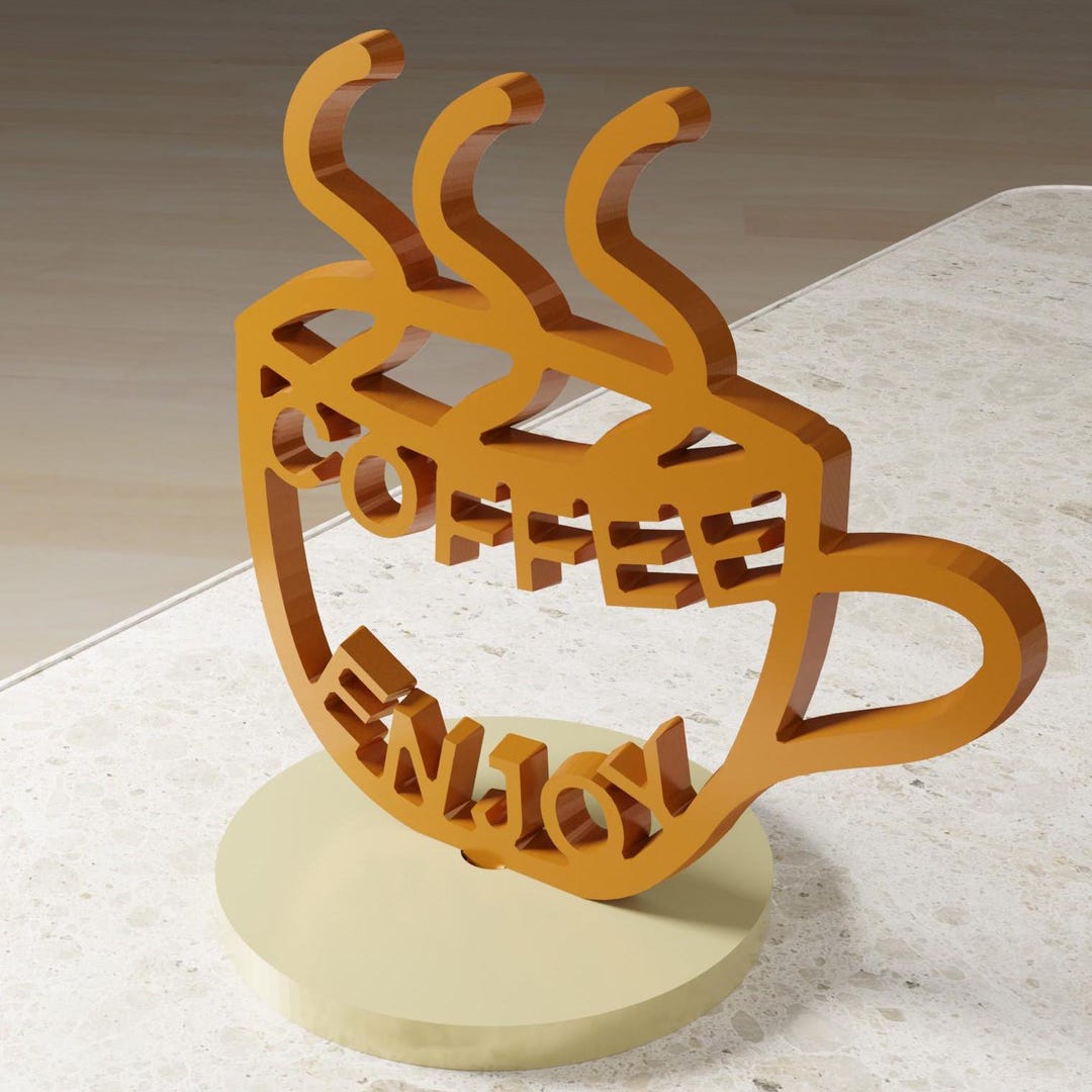 3D Printable Coffee Cup coffee Enjoy Table Stand, Digital STL File ...