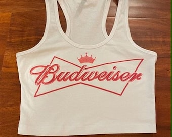 Budweiser Cropped Tank Top Cute Western Fashion Crop Top Country Music ...