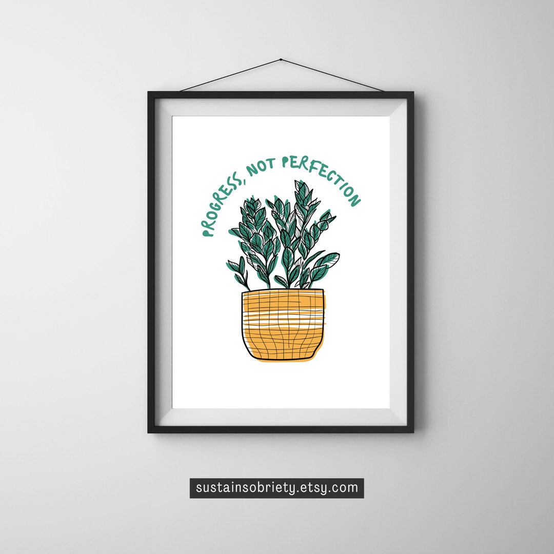 Recovery Poster | "progress, Not Perfection" | AA NA Sober Addiction ...
