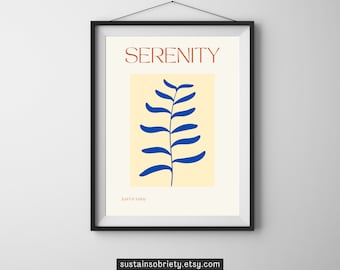 Floral "serene" Poster | AA NA Addiction Recovery, Digital Download - Etsy