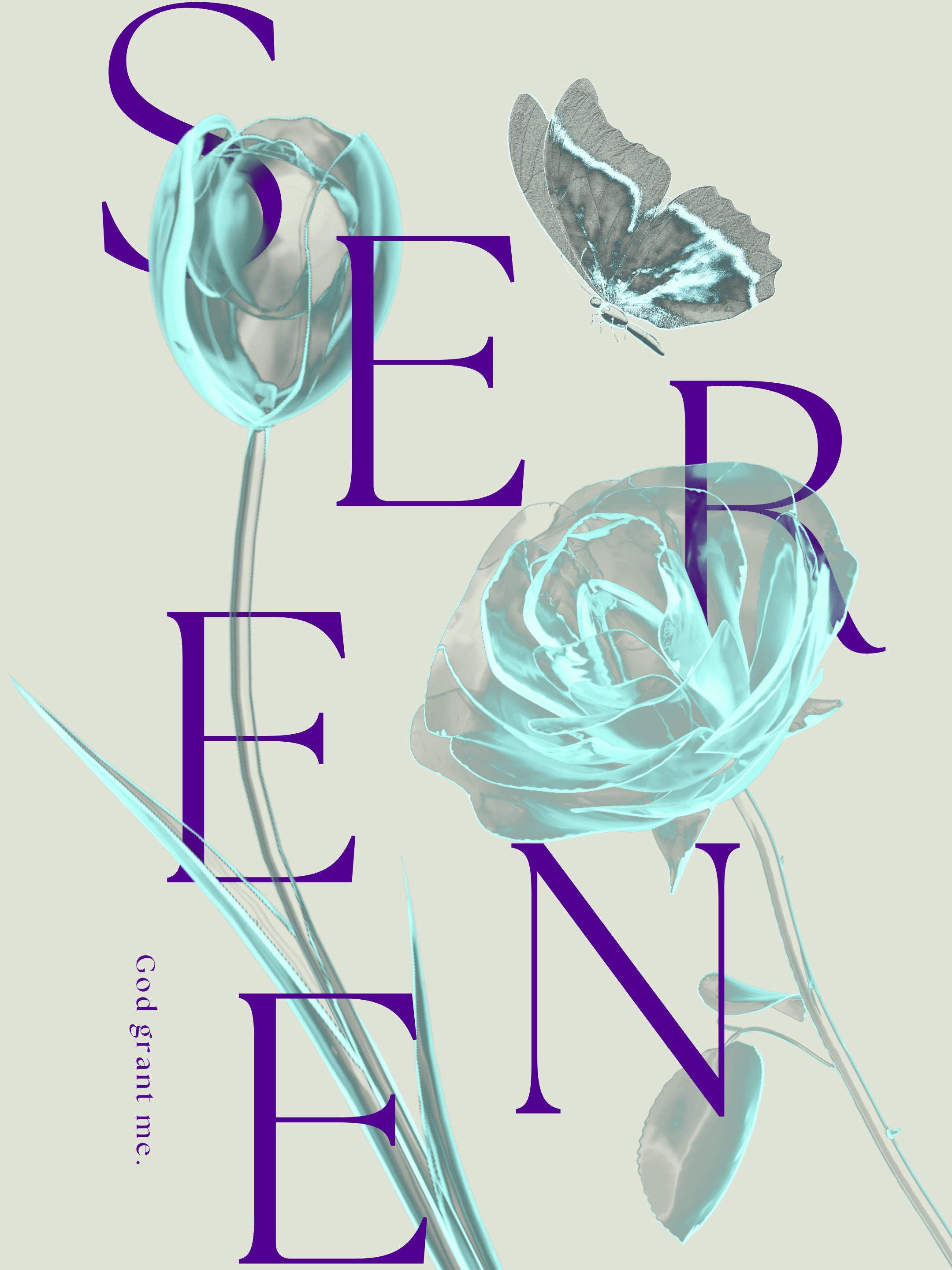 Floral "serene" Poster | AA NA Addiction Recovery, Digital Download - Etsy