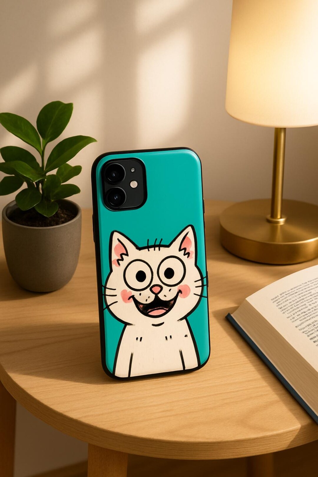 Minimalist Cartoon Cat iPhone Case – Cute Magsafe Cover, Personalized ...
