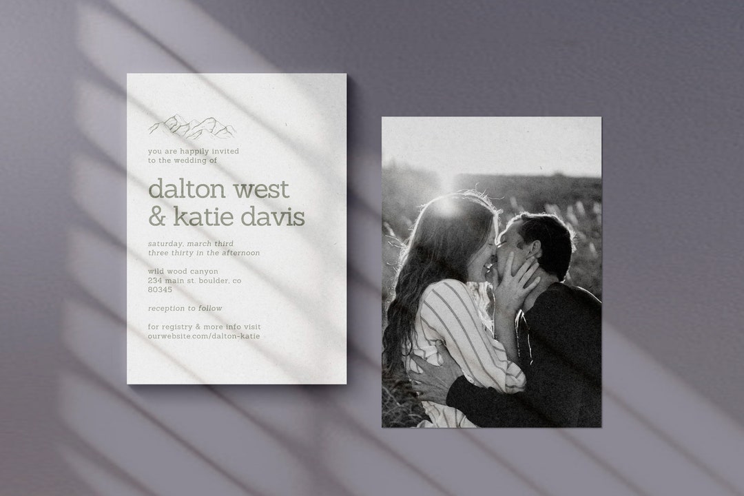 Nature Wedding Invitation Template, Simple Wedding Invitation Suite ...