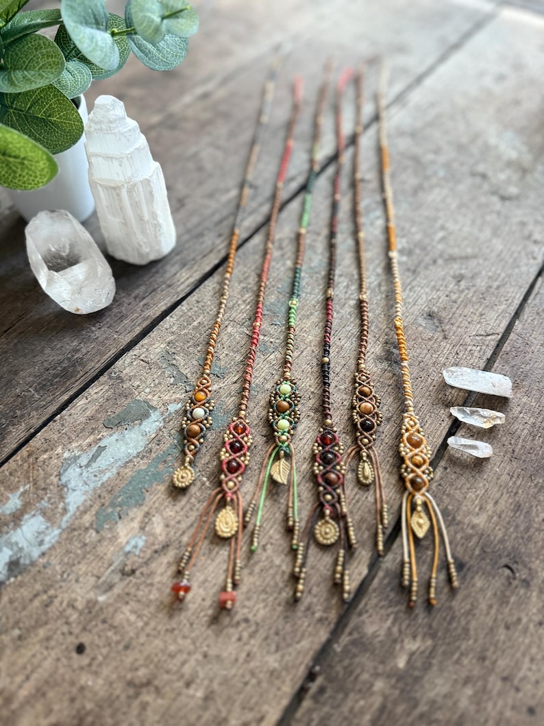 Bohemian Beaded Hair Wrap: Micromacrame Brass Charm, Crystal & Gemstone ...
