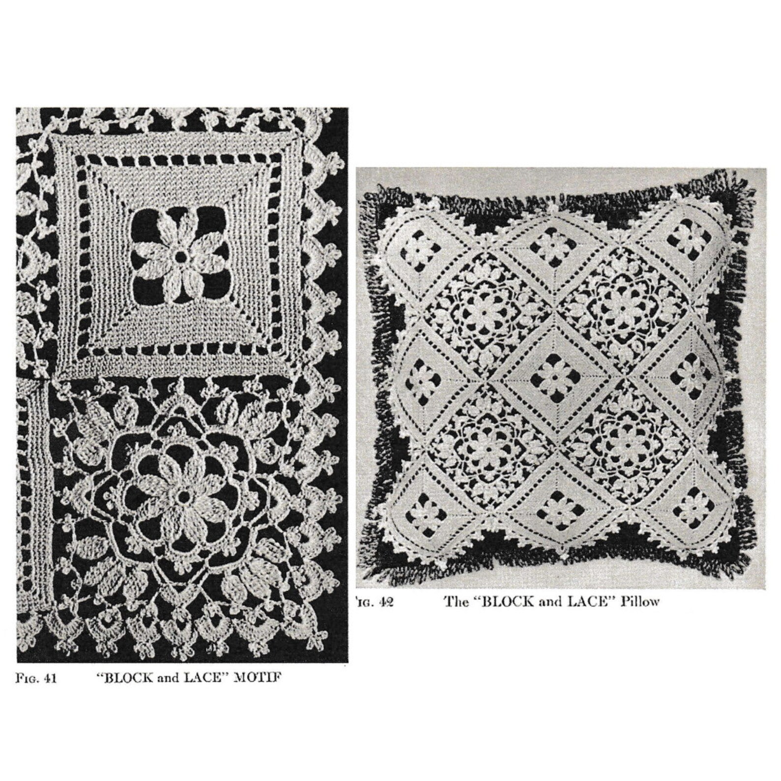 1940s Vintage Crochet Block & Lace Design Pattern - Etsy