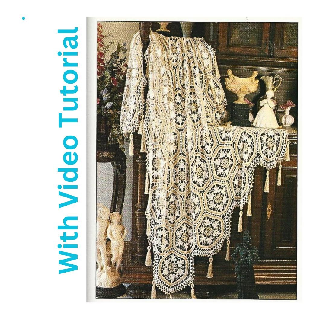 1980s Vintage Crochet " Queen's Lace" Throw Pattern WITH VIDEO TUTORIAL ...