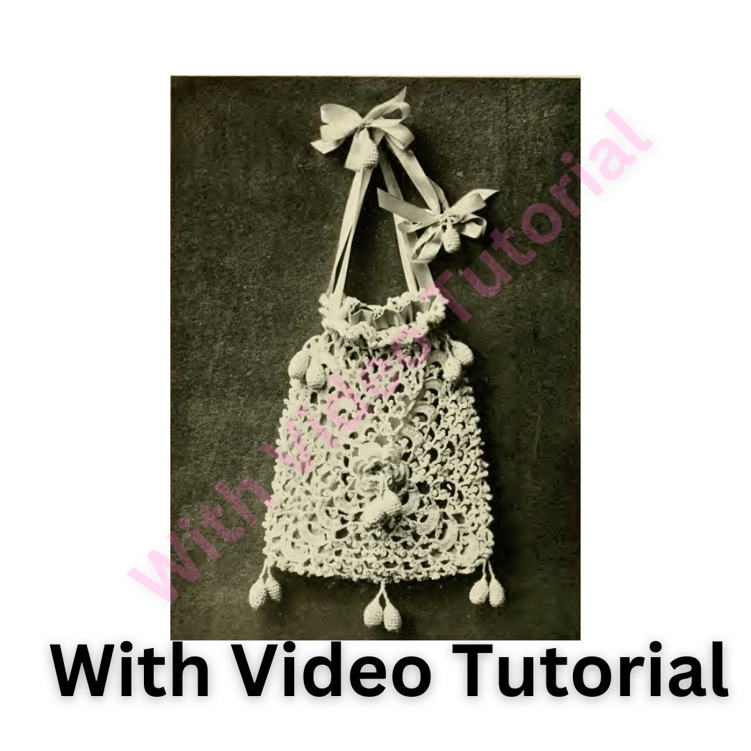Crochet ** WITH VIDEO TUTORIAL** 1912 Irish Opera Bag / Reticule ...