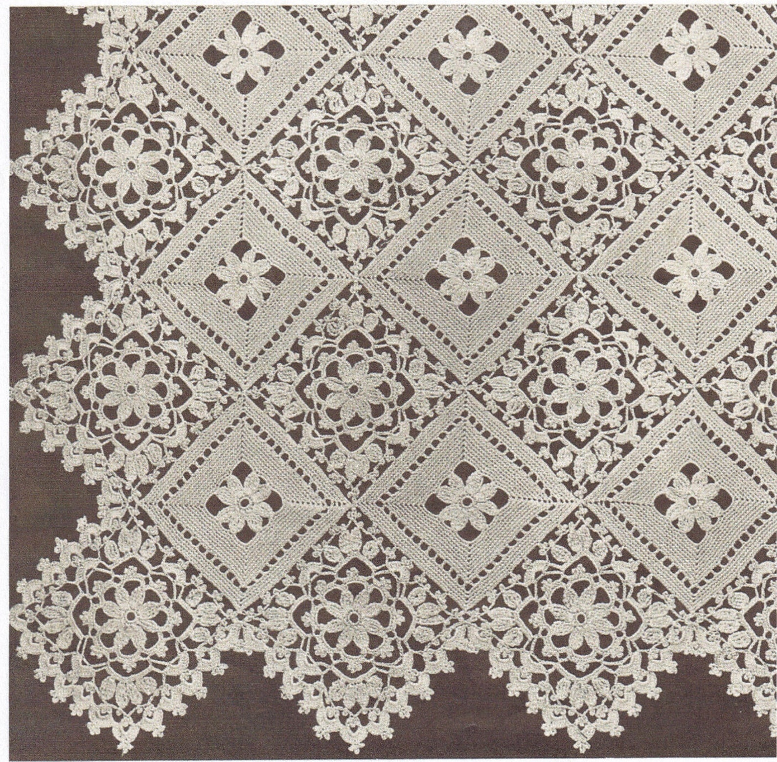 1940s Vintage Crochet Block & Lace Design Pattern - Etsy