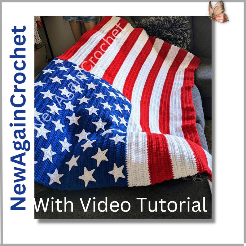 Crochet **WITH VIDEO TUTORIAL** U.S. Flag Patterneasy Pattern, 6ftx4ft Flag, Crochet Tutorial - Etsy