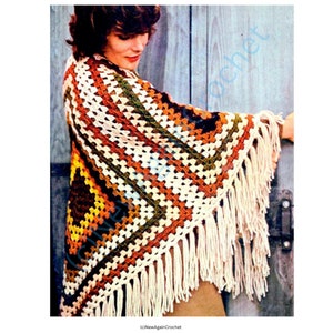 1960s Vintage Crochet Boho Granny Square Shawl Pattern **WITH VIDEO ...
