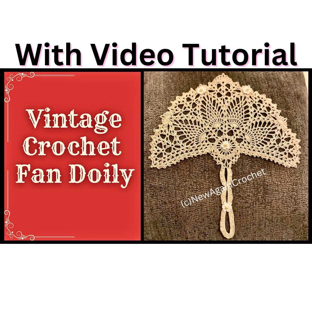 Crochet **WITH VIDEO TUTORIAL ** Vintage Crochet Fan Doily Pattern - Etsy