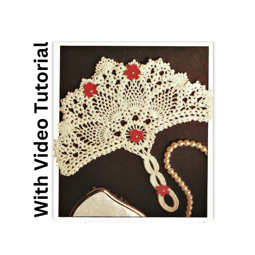 Crochet WITH VIDEO TUTORIAL Vintage Crochet Fan Doily Pattern - Etsy