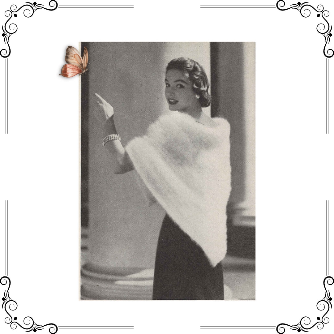 1956 Vintage Crochet Angora Shawl Pattern - Etsy