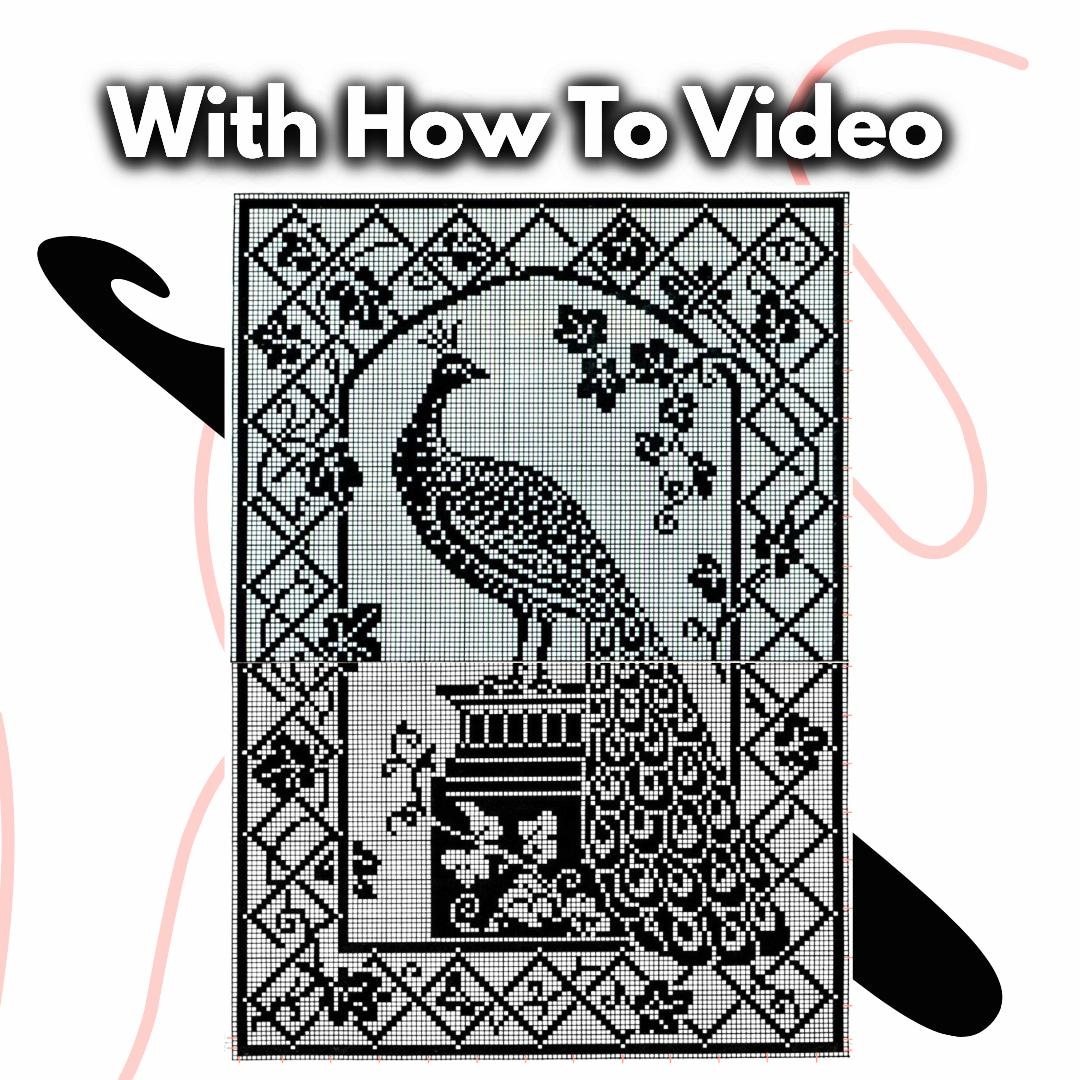 Vintage/antique Peacock Filet Crochet Design From About 1900 ** 1ST 1O ...