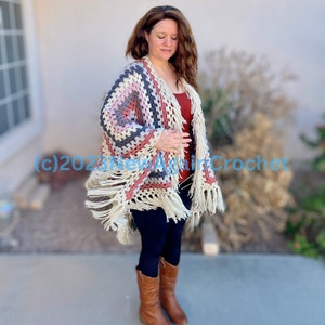 1960s Vintage Crochet Boho Granny Square Shawl Pattern **WITH VIDEO ...