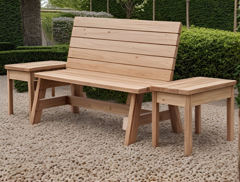 Plano de banco y mesa auxiliar 2x4 / banco exterior / plano de ...