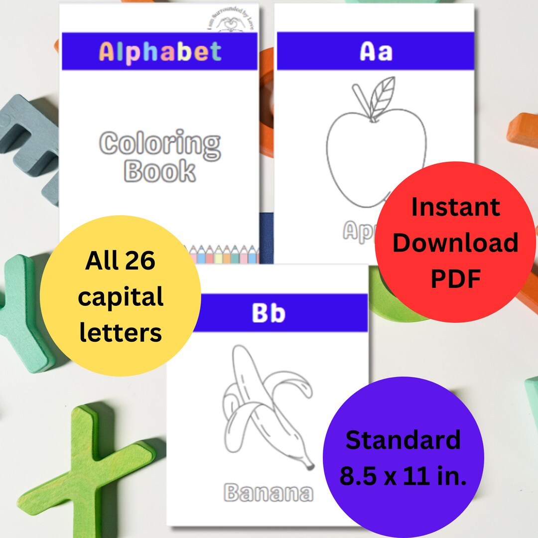 Alphabet Coloring Book PDF ABC Coloring Worksheets Printable Letter ...