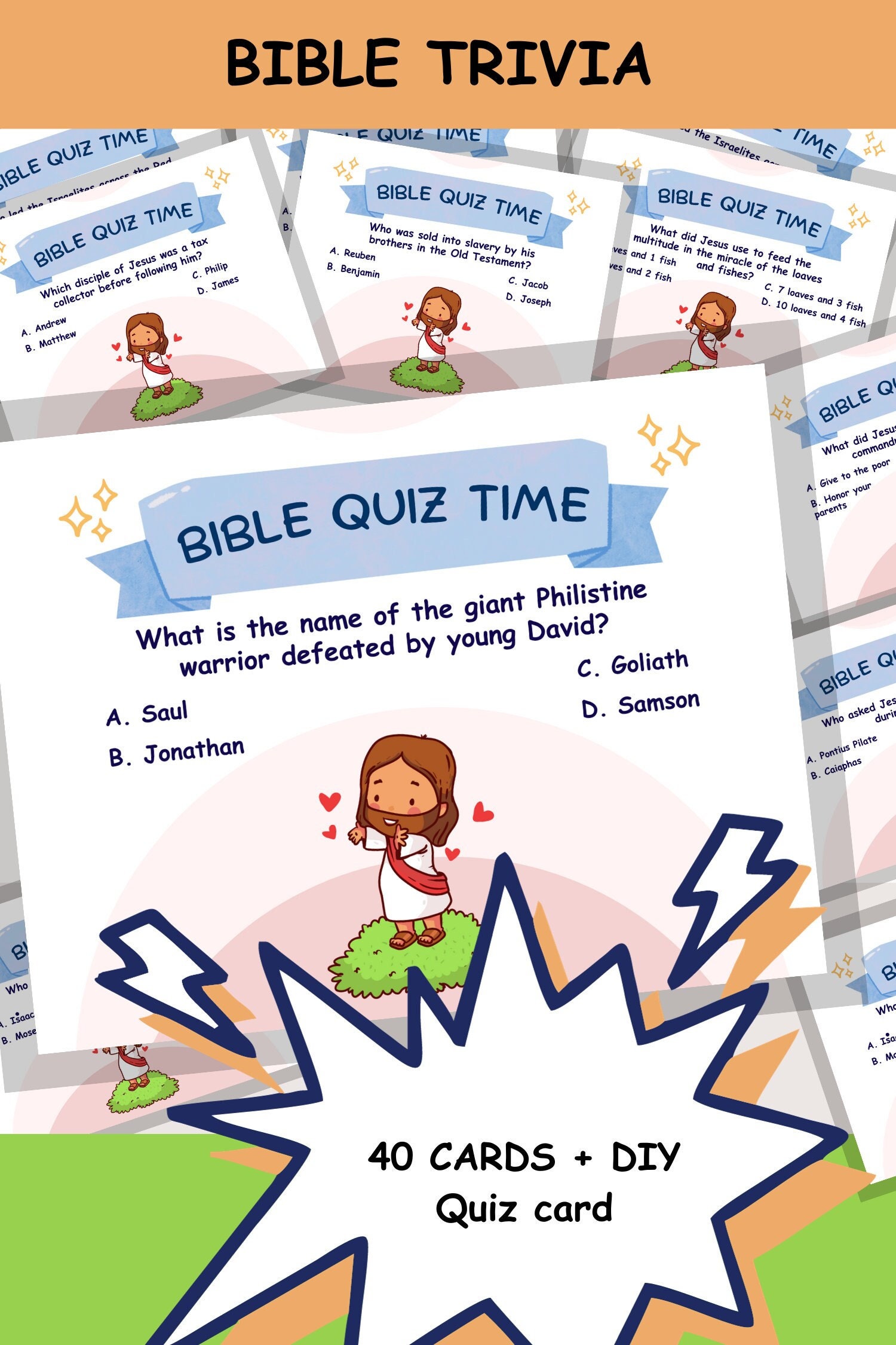 Bible Trivia, Bible Kids Game, Church Activity, DIY Bible Fun, Perfect ...