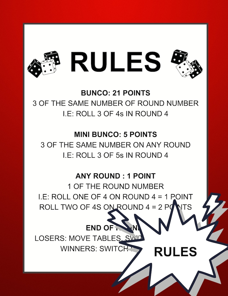 Bunco Score Sheet,bunco Playerscore X2 X4, Bunco Score Card, Bunco ...