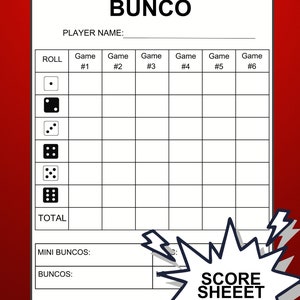 Bunco Score Sheet,bunco Playerscore X2 X4, Bunco Score Card, Bunco ...
