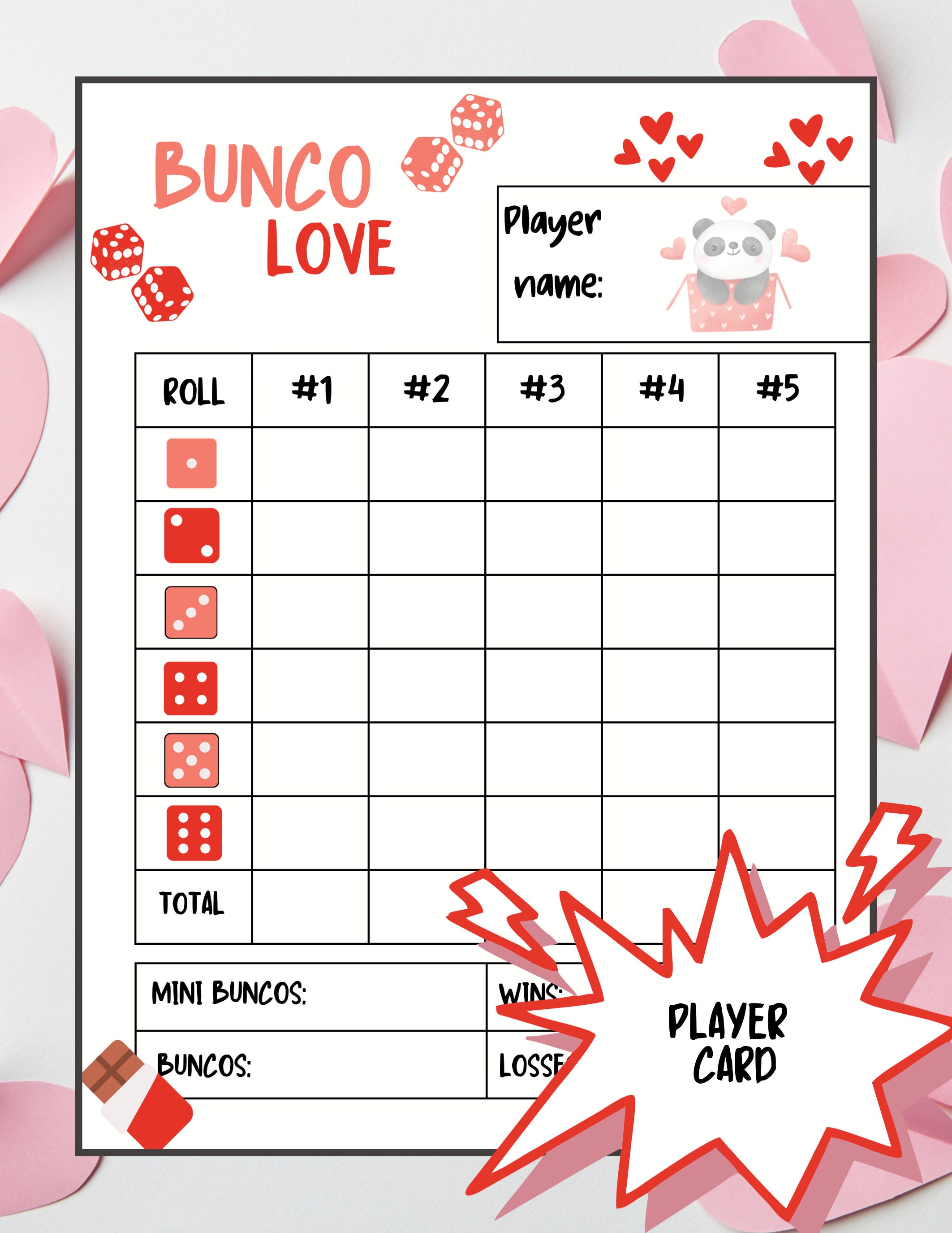 Bunco Love, Valentine Bunco Digital Download, Bunco Scoresheet X2 X4 ...