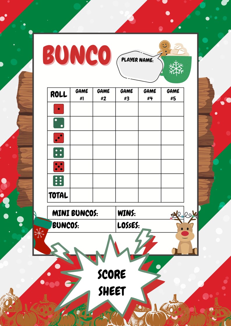 Christmas Bunco Printable Bundle, Winter Bundle, Bunco Themes, Bunco ...
