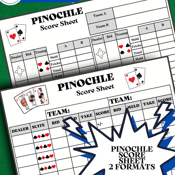 Pinochle Score Sheet - Etsy