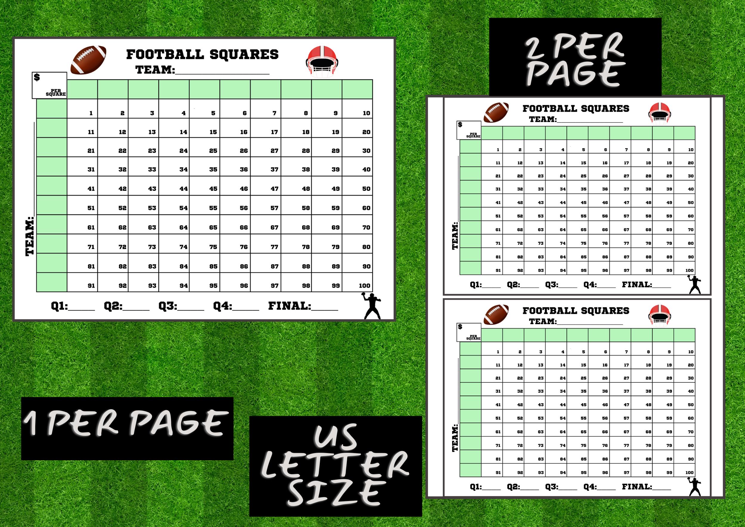 Football Squares, Printable Football Card Game, Football Party, the Big ...