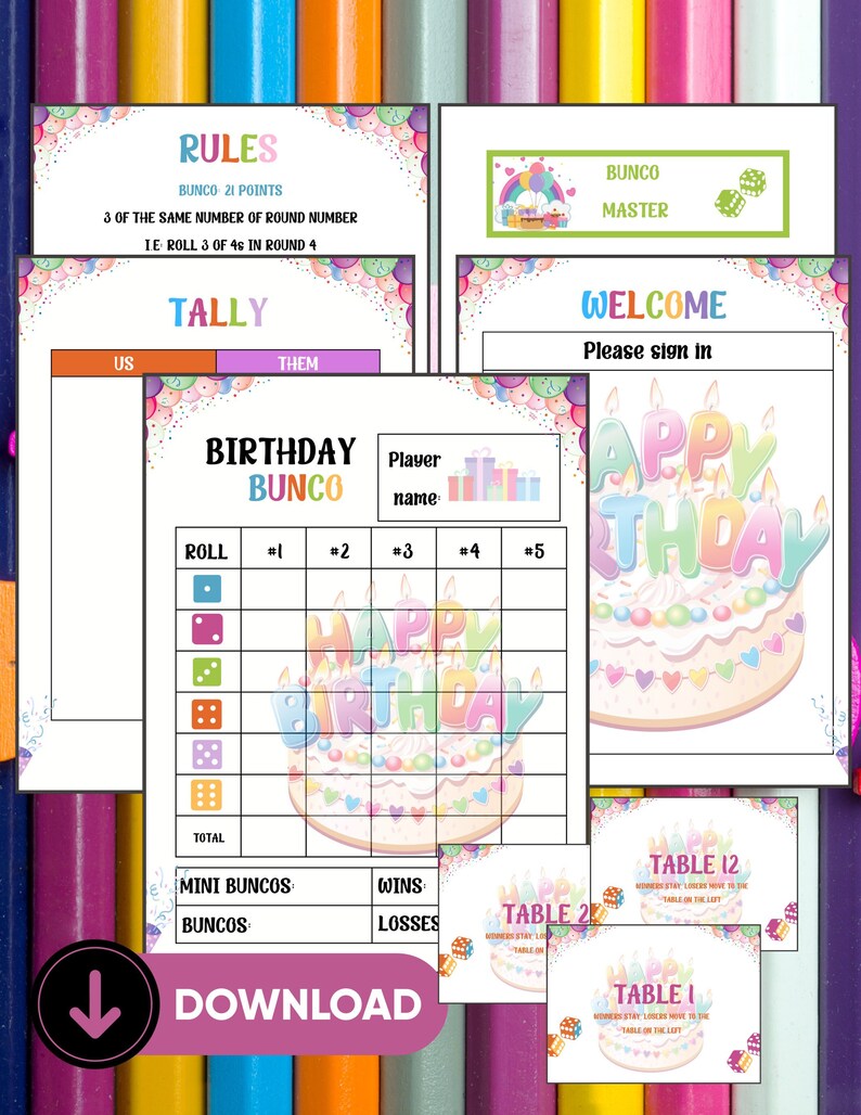 Happy Birthday Bunco, Bunco Themes, Bunco Birthday, Bunco Playerscore ...