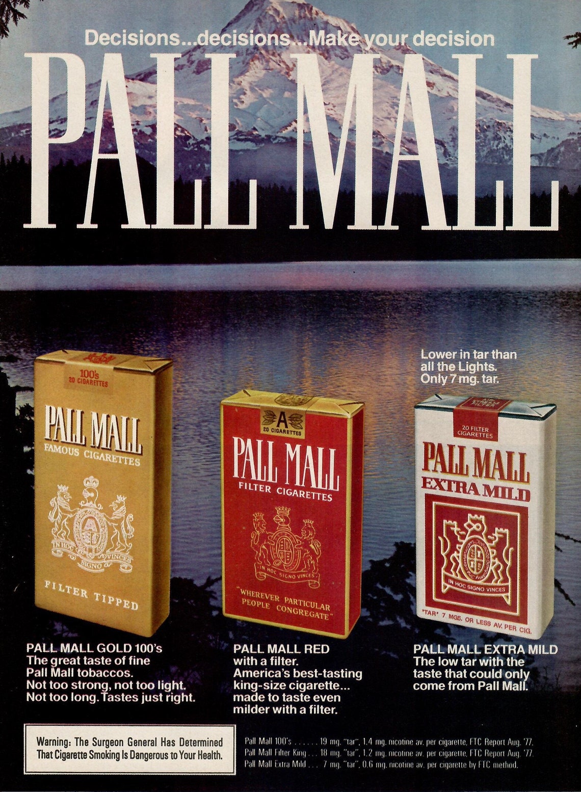 Vintage Pall Mall Cigarettes Print Ad - Etsy