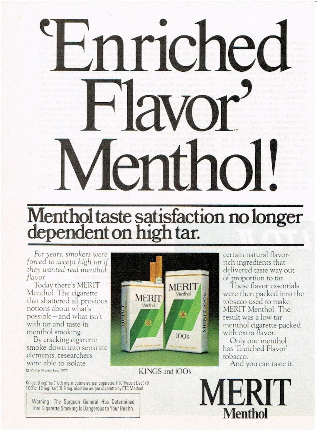 Vintage Merit Cigarette Print Ad - Etsy