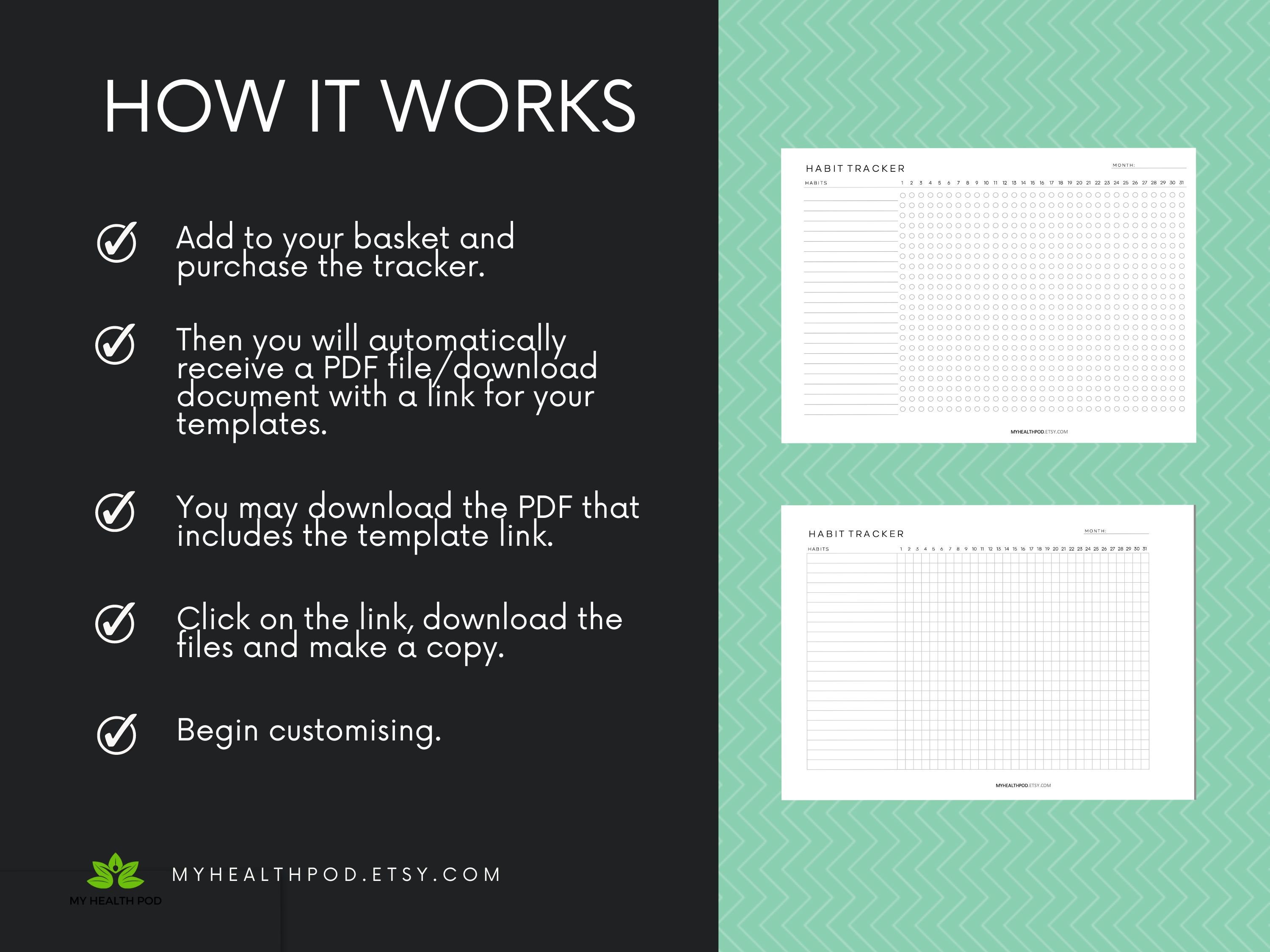 Monthly Habit Tracker Printable Landscape, Habit Tracker Template, 30 ...